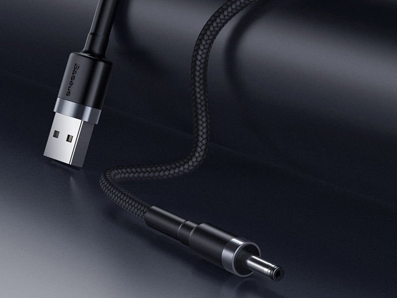 Kabel zasilający Baseus Cafule USB DC 3.5mm 2A 1m dark grey - 4kom.pl